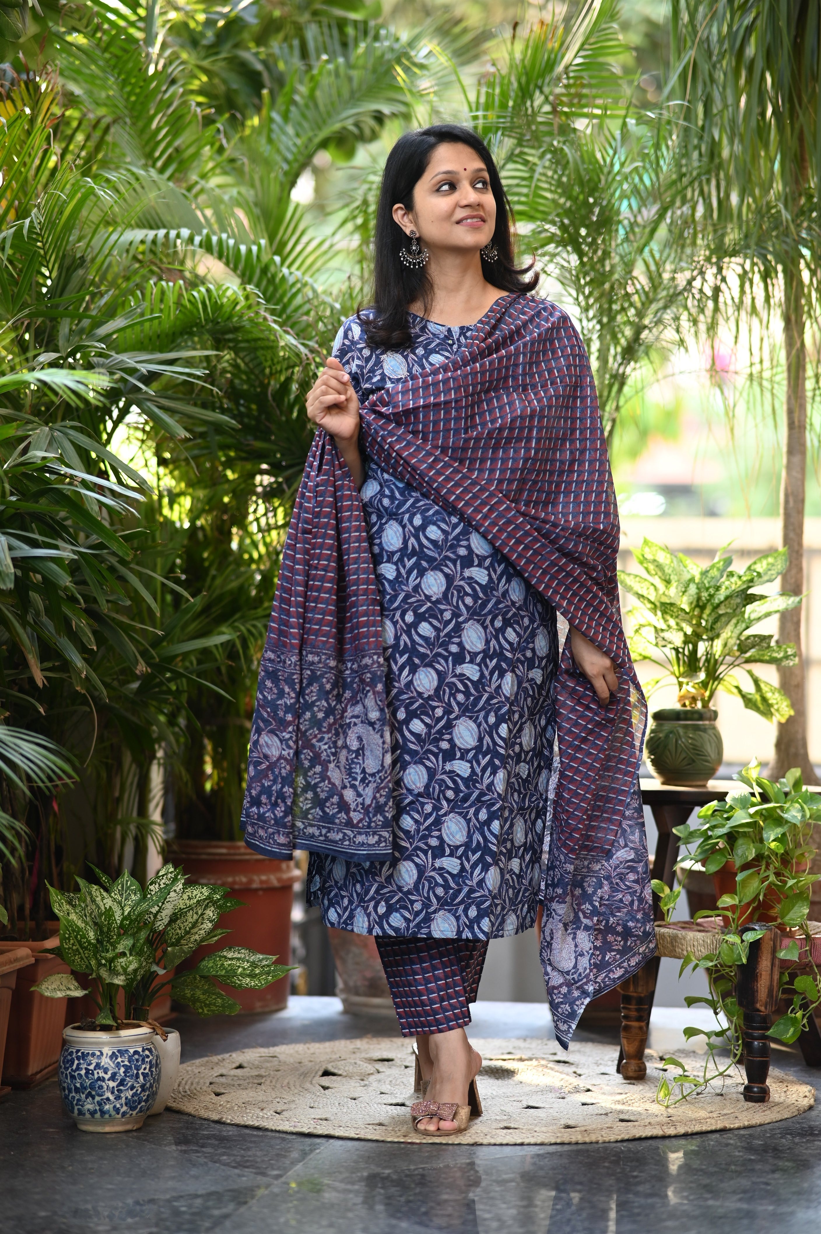 Kaashmi Blue Cotton Suit Set – TADA